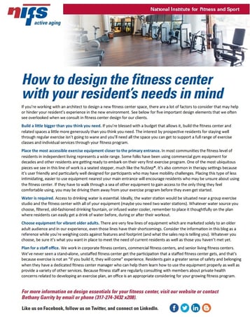 NIFS | Design your Senior Living Fitness Center for your Residents